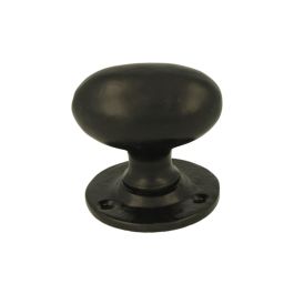 Pommeau tirage de porte d'entrée ovale en fonte noire